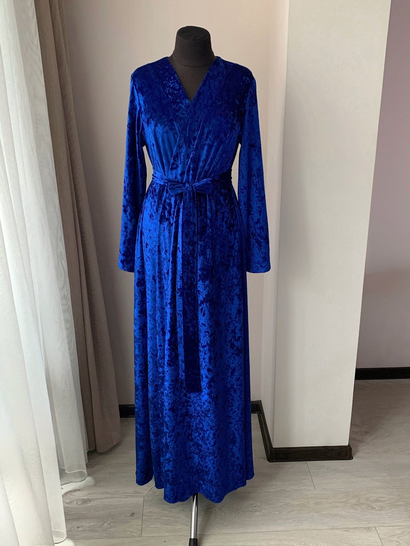 Velvet Velour robe blue women | BellaDonnaUa Handmade ️
