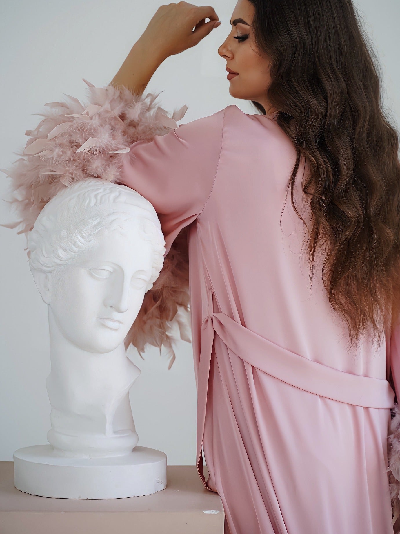 Feather robe with train Black | Double feathers on the sleeves ️ ...