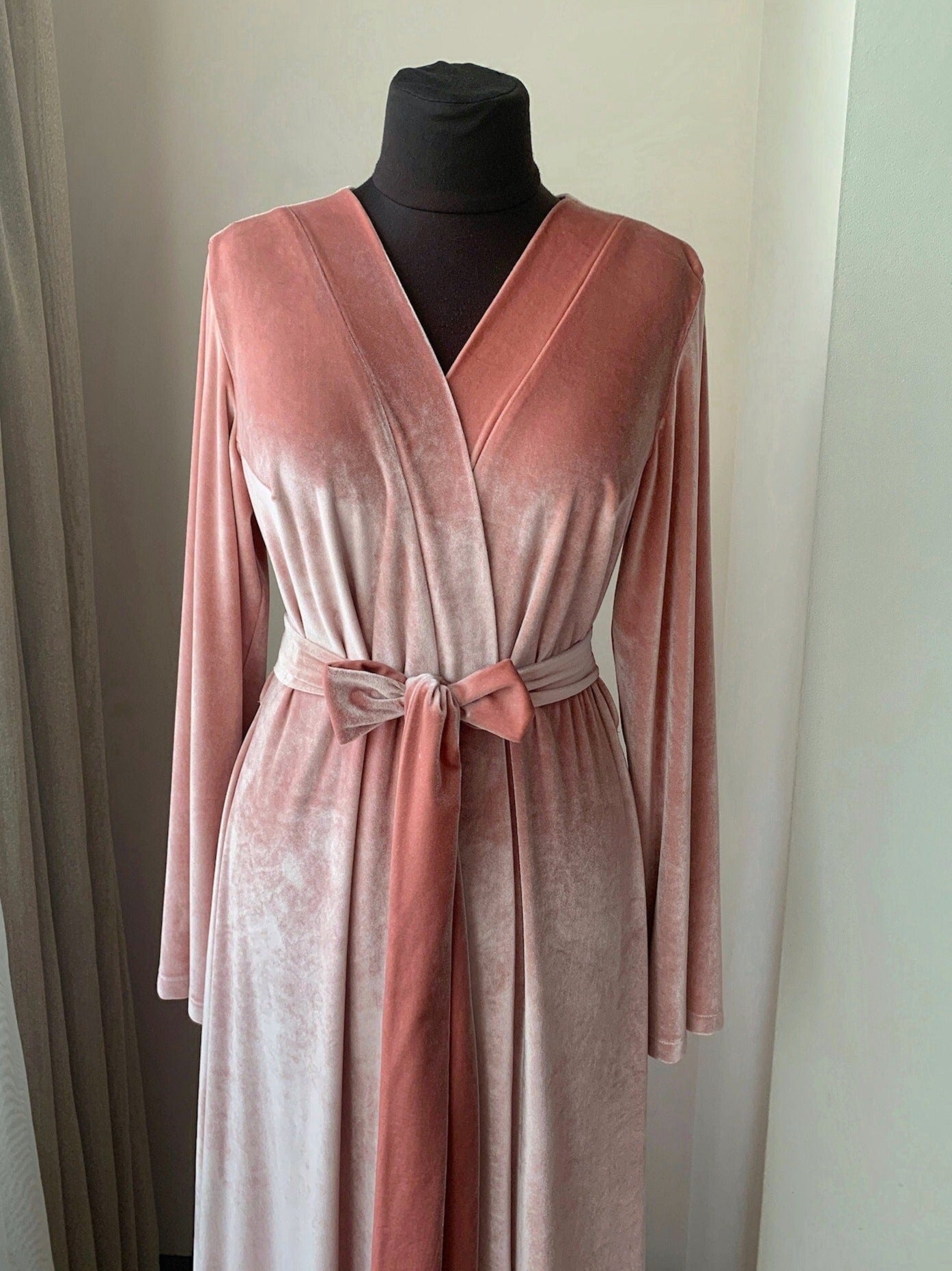 Pink velvet robe long Gift for women | BellaDonnaUa Handmade ️
