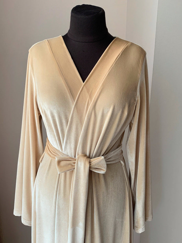 Beige velvet robe long | BellaDonnaUa Handmade ️