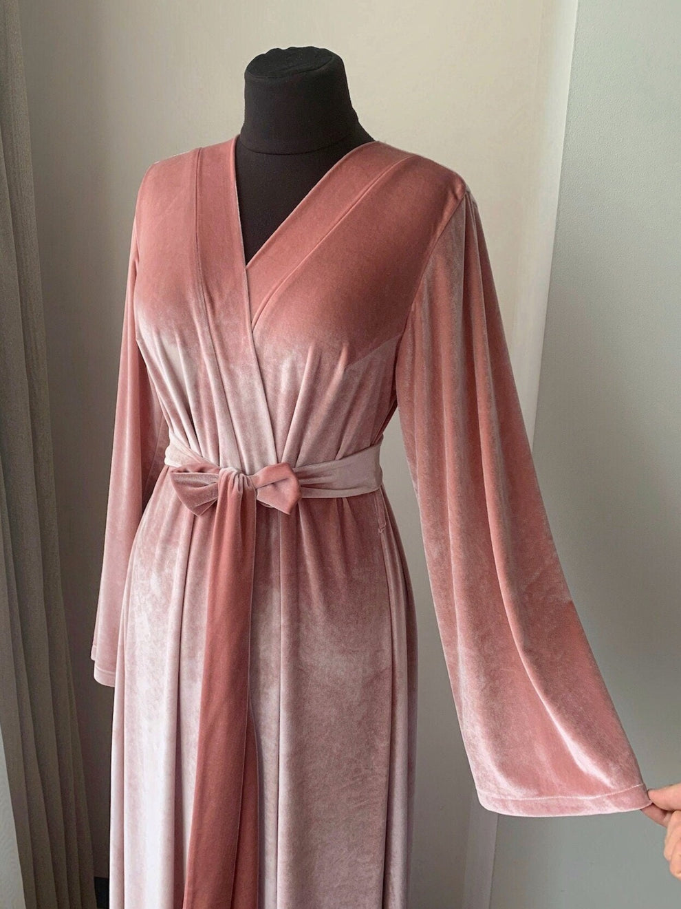 Pink velvet robe long Gift for women | BellaDonnaUa Handmade ️