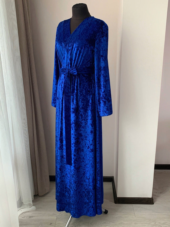 Velvet Velour robe blue women | BellaDonnaUa Handmade ️
