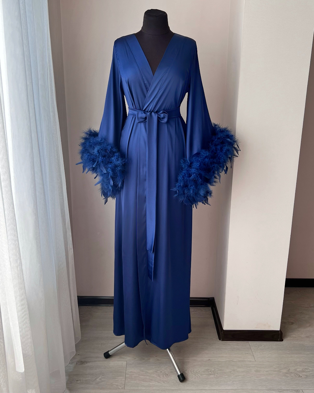 Blue robe with sleeves feathers | BellaDonnaUa Handmade ️