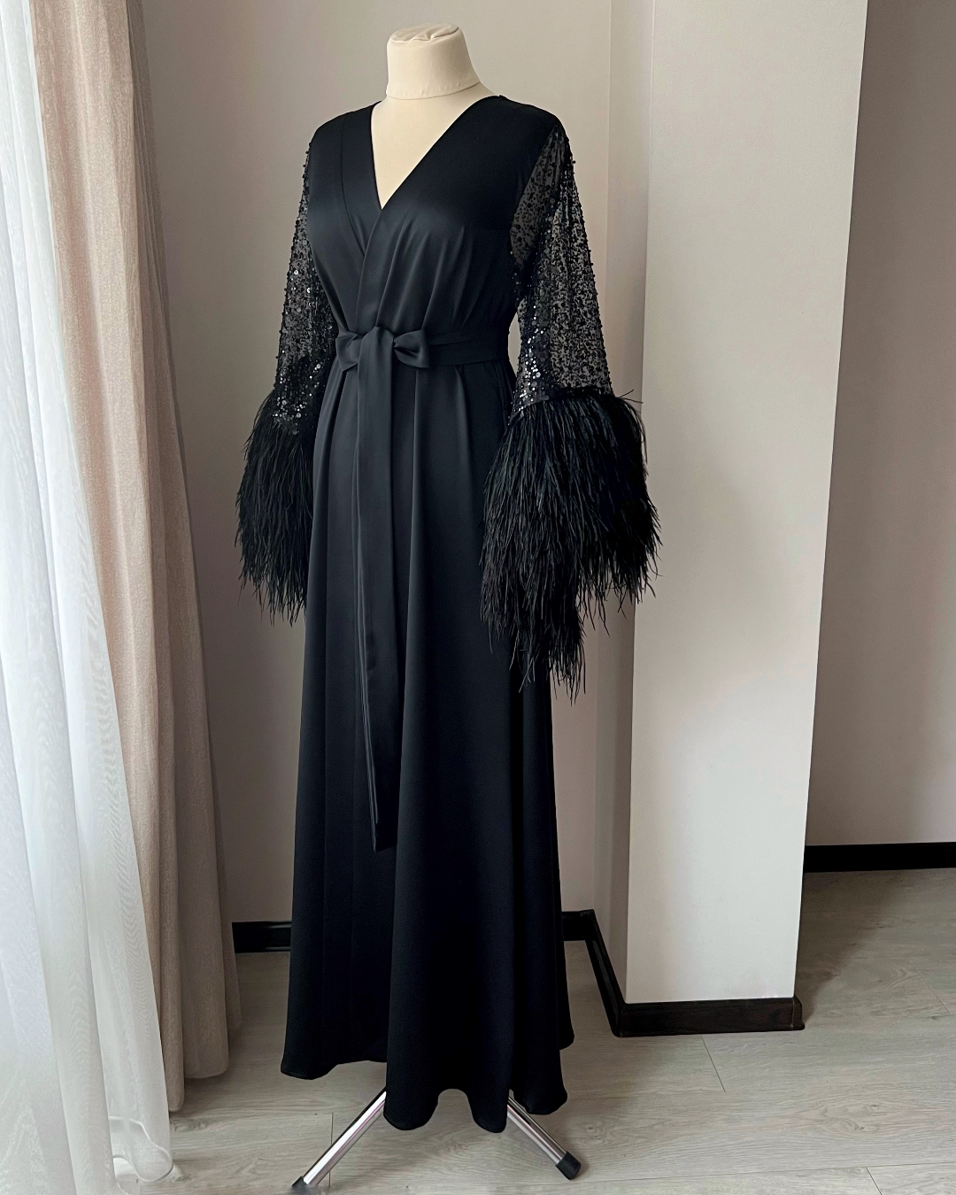 Luxury feather robe black | Handmade Bella Donna ️ – BellaDonnaUa