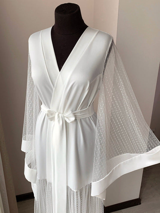 Wedding robe for bride Ivory White | Bella Donna Handmade ️ – BellaDonnaUa