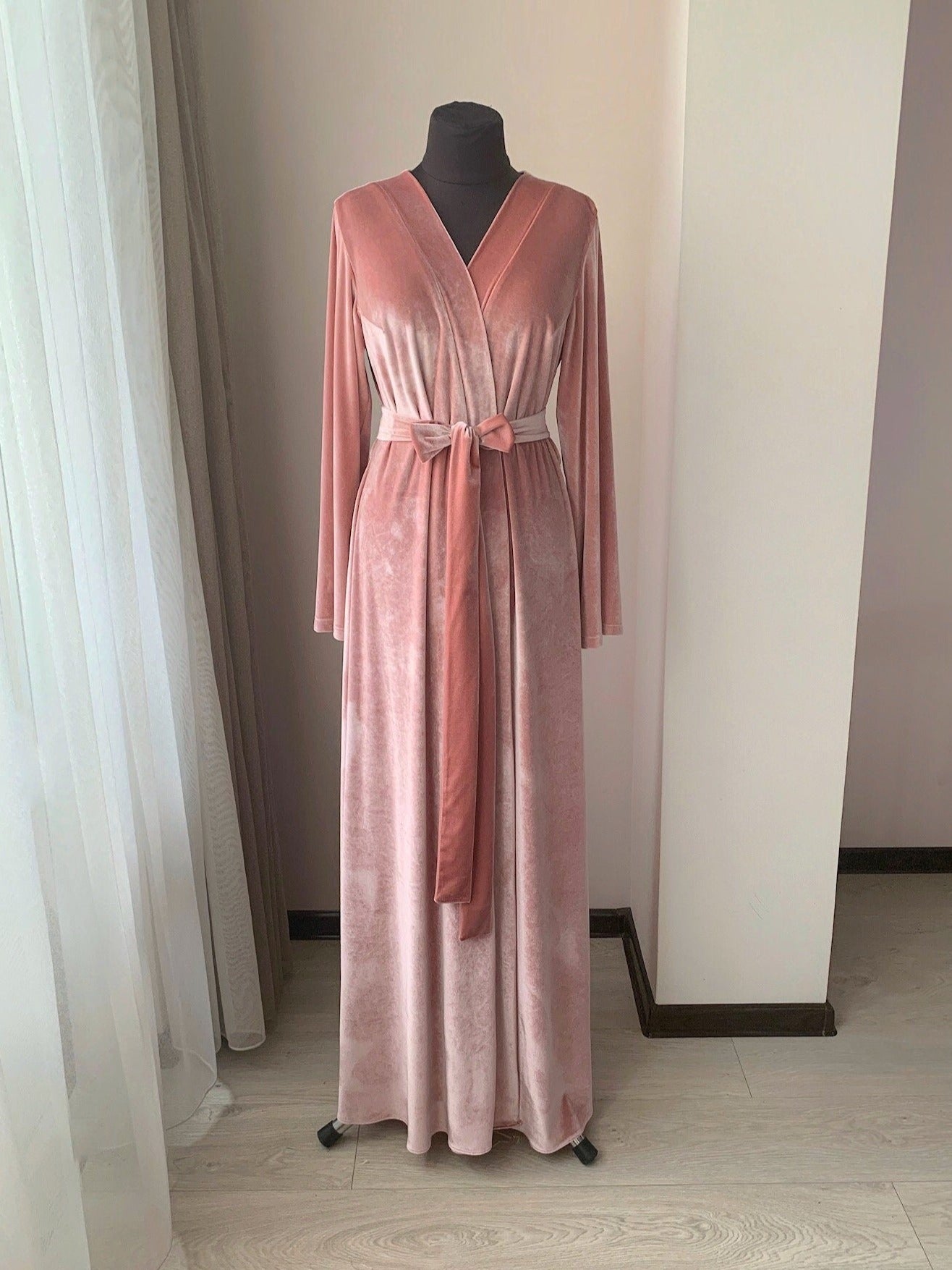 Pink velvet robe long Gift for women | BellaDonnaUa Handmade ️