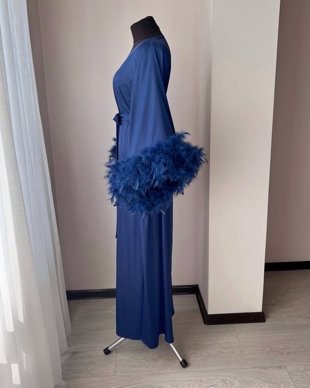 Blue robe with sleeves feathers | BellaDonnaUa Handmade ️