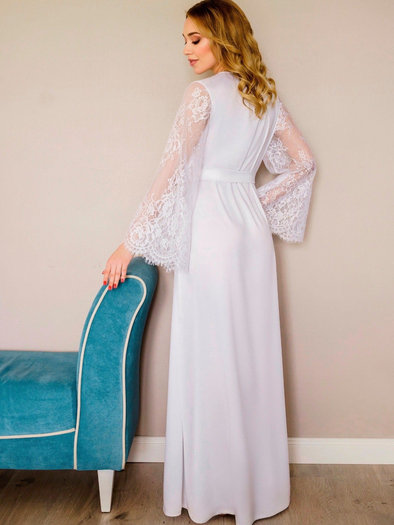 Long robe lace sleeves | Bella Donna Handmade ️ – BellaDonnaUa