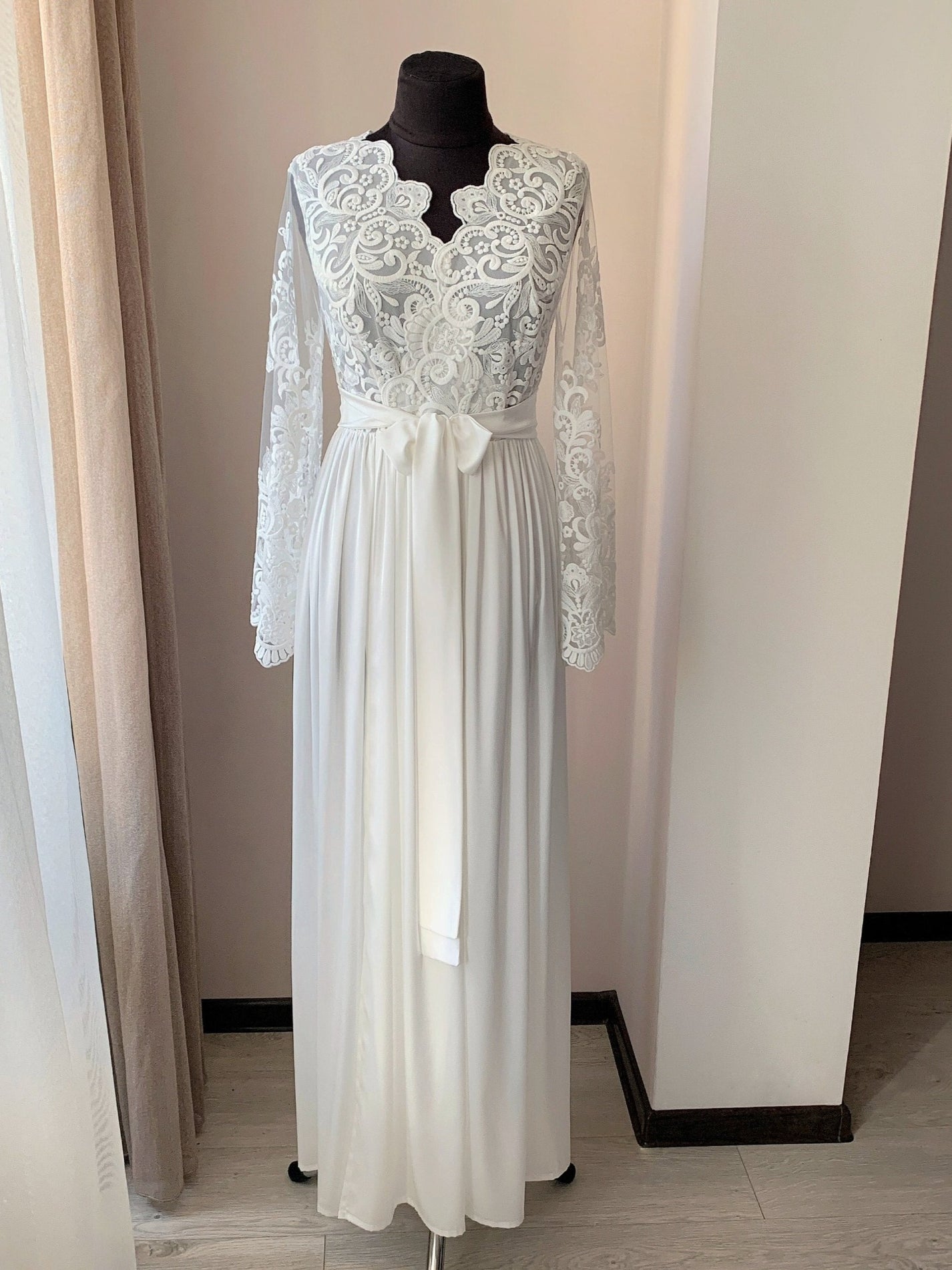 Amazing boudoir robe lace Ivory | BellaDonnaUa Handmade ️