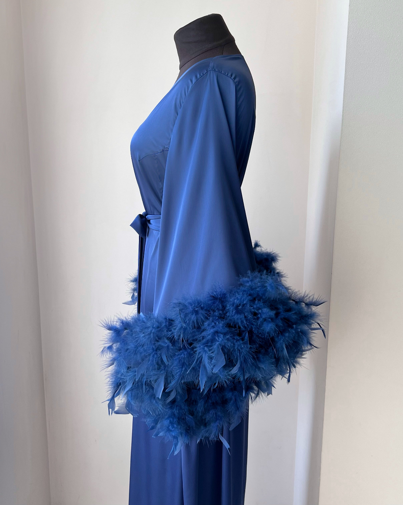 Blue robe with sleeves feathers | BellaDonnaUa Handmade ️