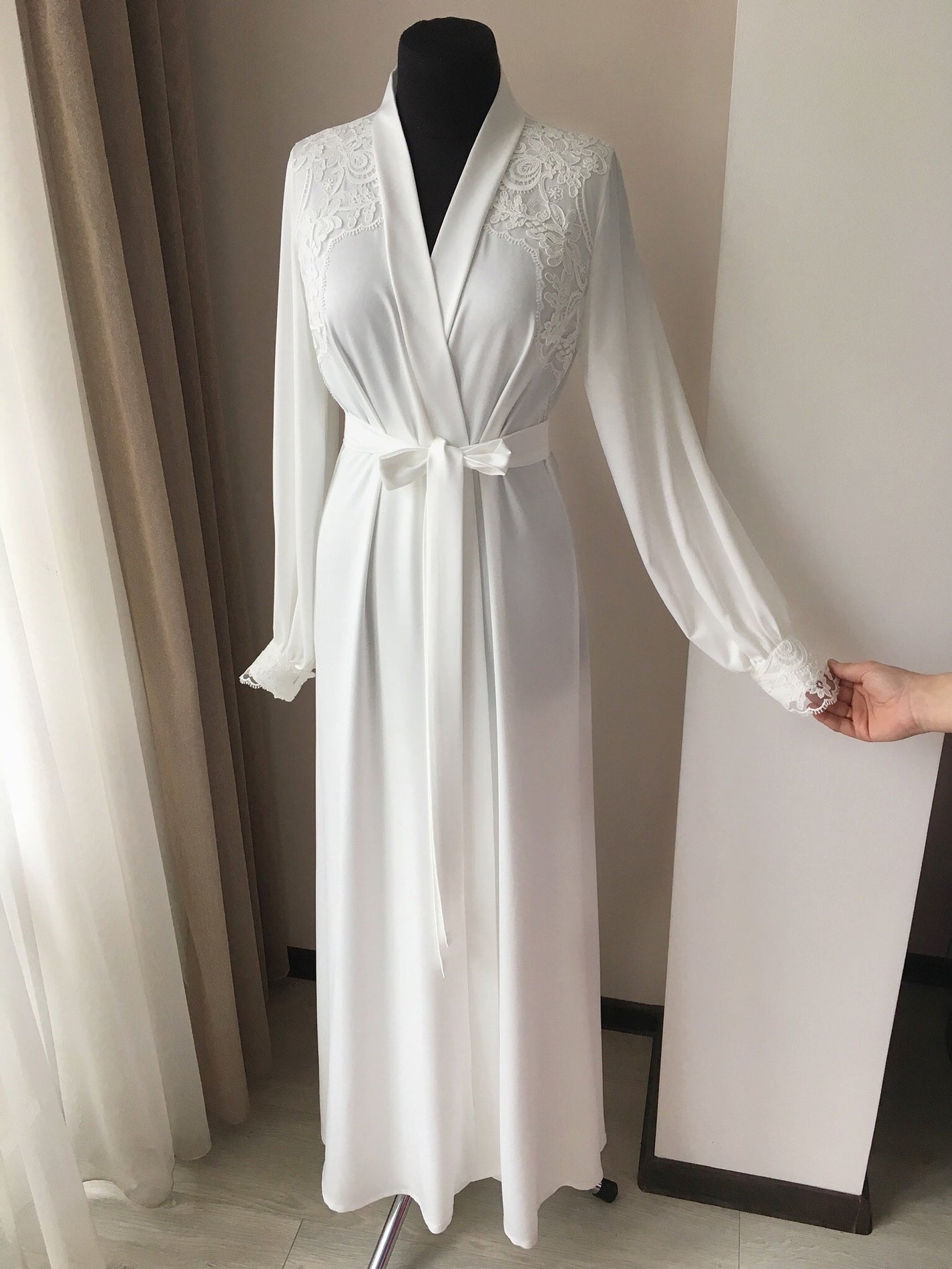 Bridal robe long lace | Bella Donna Handmade ️ – BellaDonnaUa